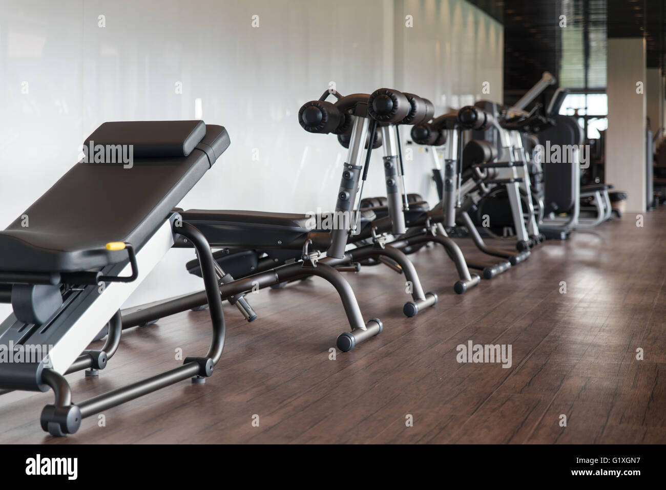 Equipment And Machines At The Modern Gym Room Fitness Center Stock ...