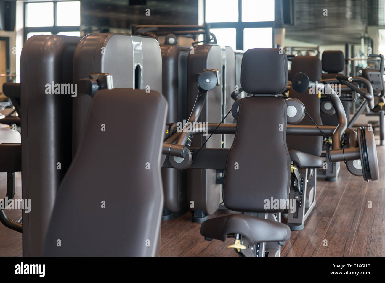 Equipment And Machines At The Modern Gym Room Fitness Center Stock ...