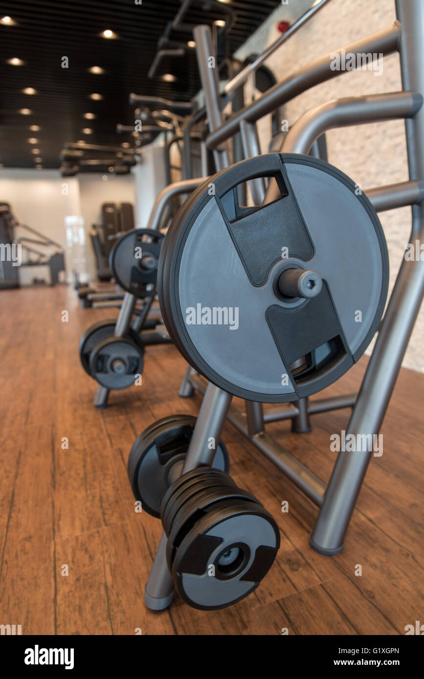 Equipment And Machines At The Modern Gym Room Fitness Center Stock ...