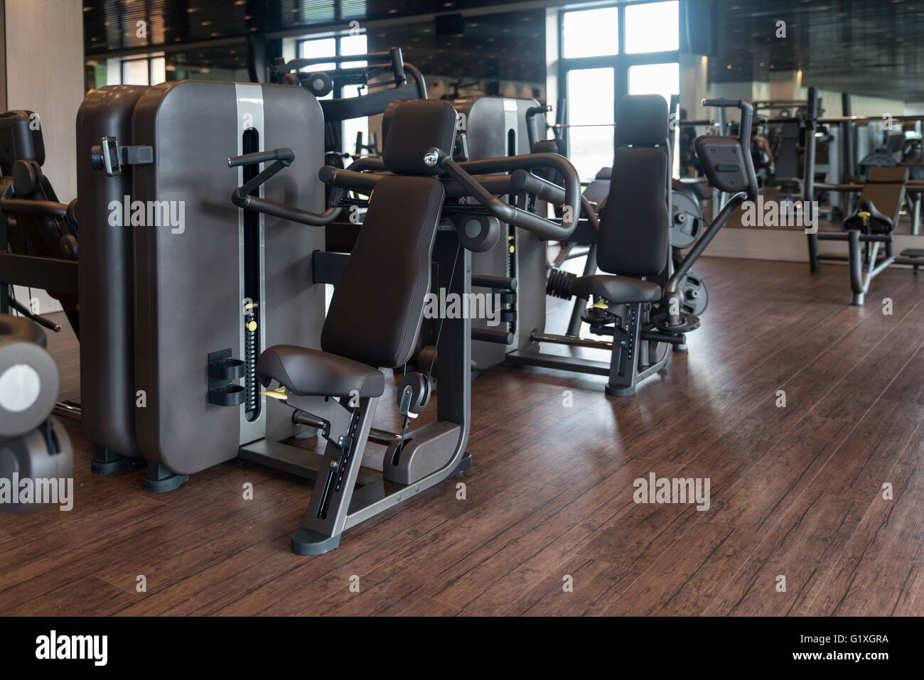 Equipment And Machines At The Modern Gym Room Fitness Center Stock ...