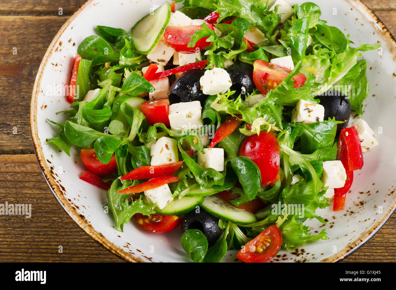Fresh healthy vegetable salad. Top view Stock Photo - Alamy