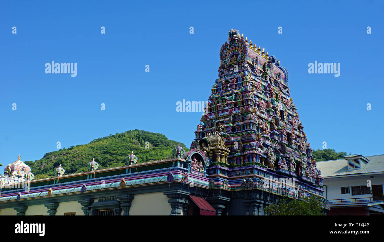 colorful hindu temple in victoria on mahe island Stock Photo - Alamy