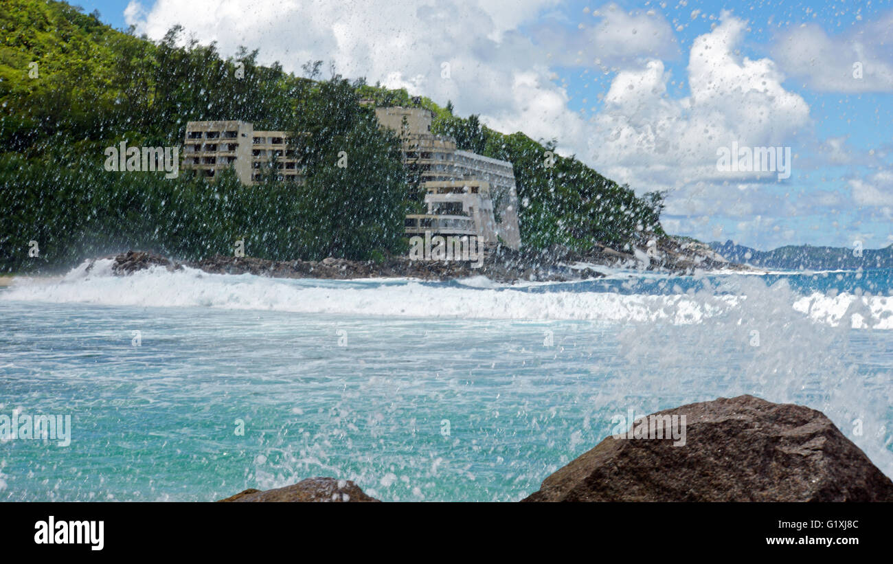 waves touching granite rocks on tropical coast of mahe Stock Photo - Alamy