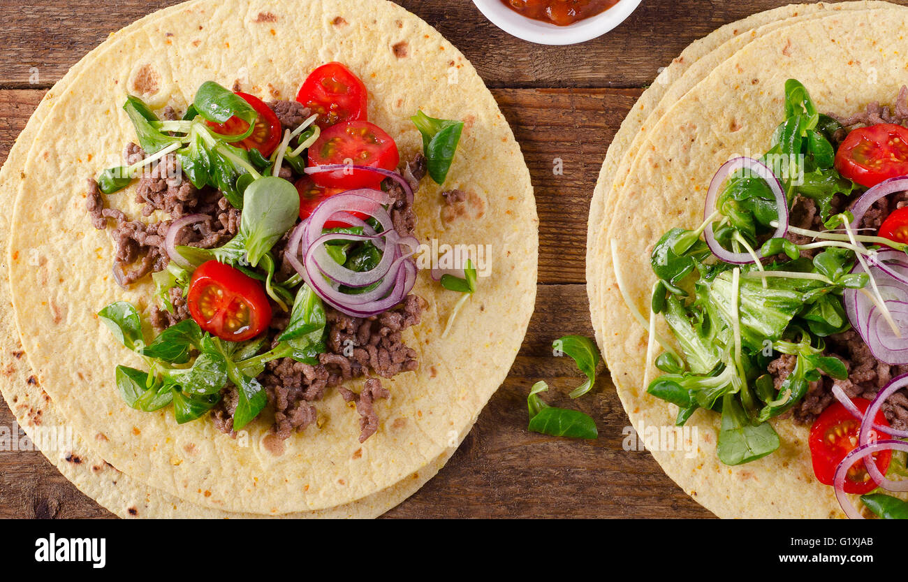 Top view tacos beef hi-res stock photography and images - Alamy