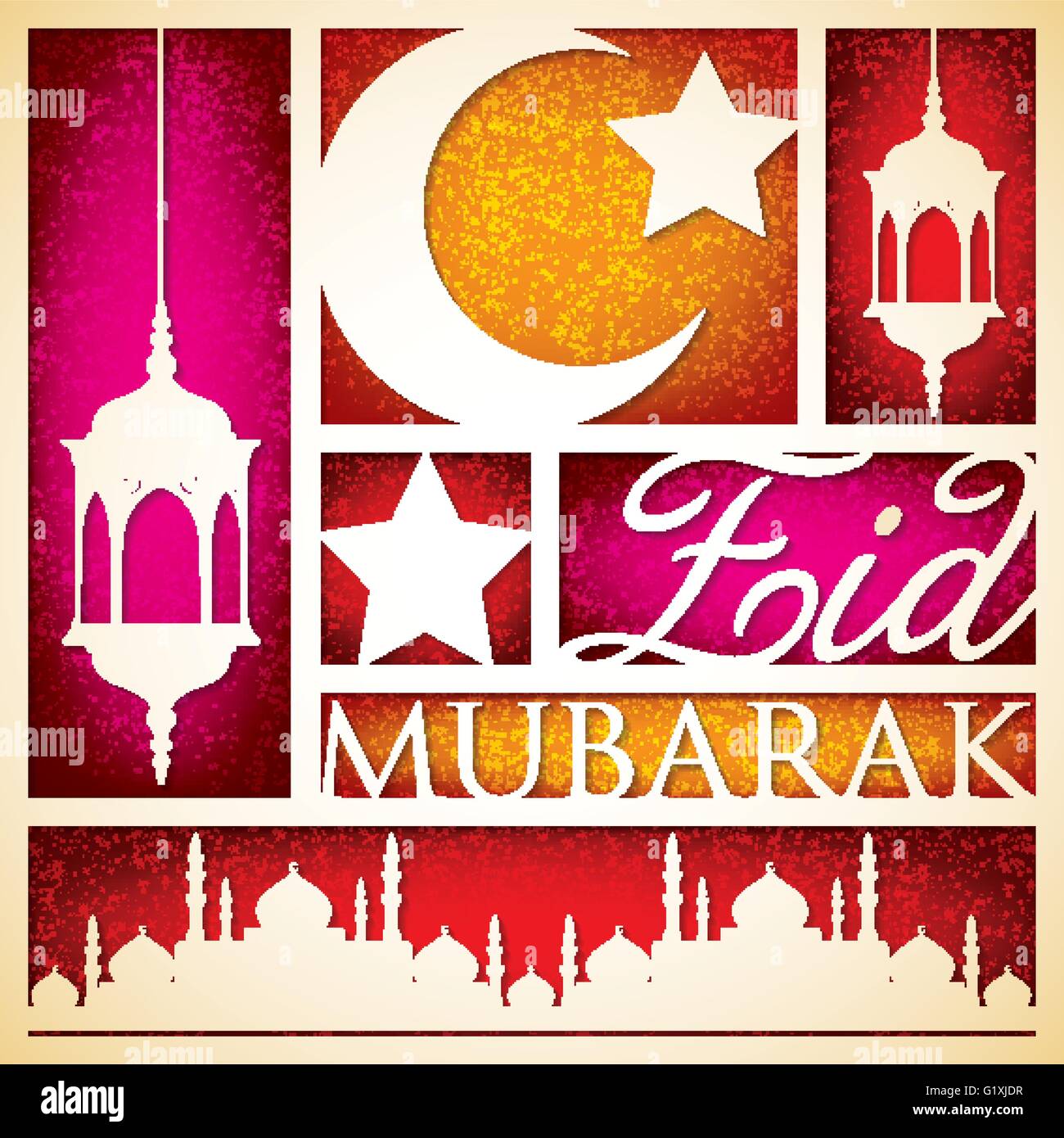 Paper cut out "Eid Mubarak" (Blessed Eid) card in vector format Stock ...