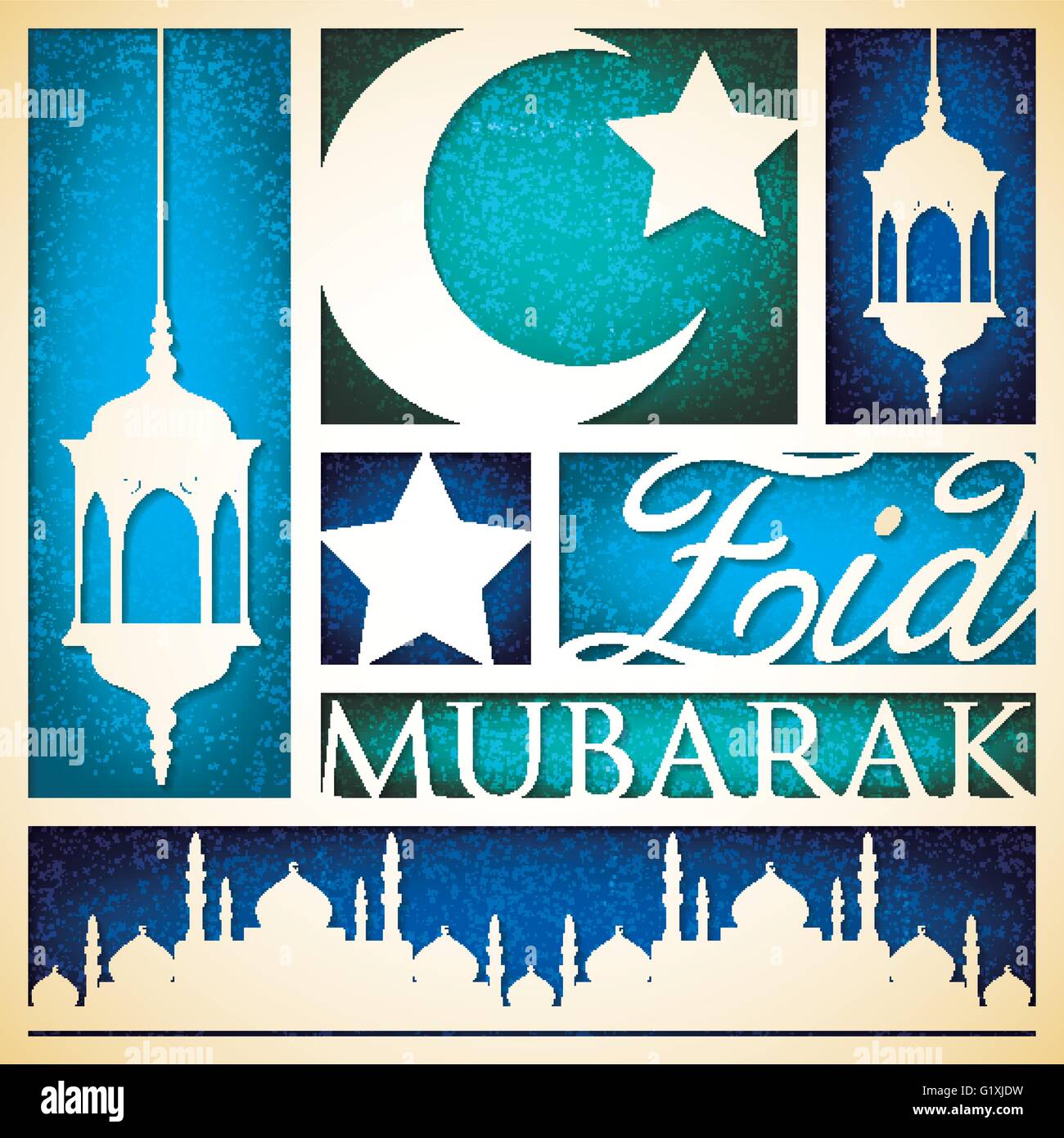 Paper cut out "Eid Mubarak" (Blessed Eid) card in vector format Stock ...