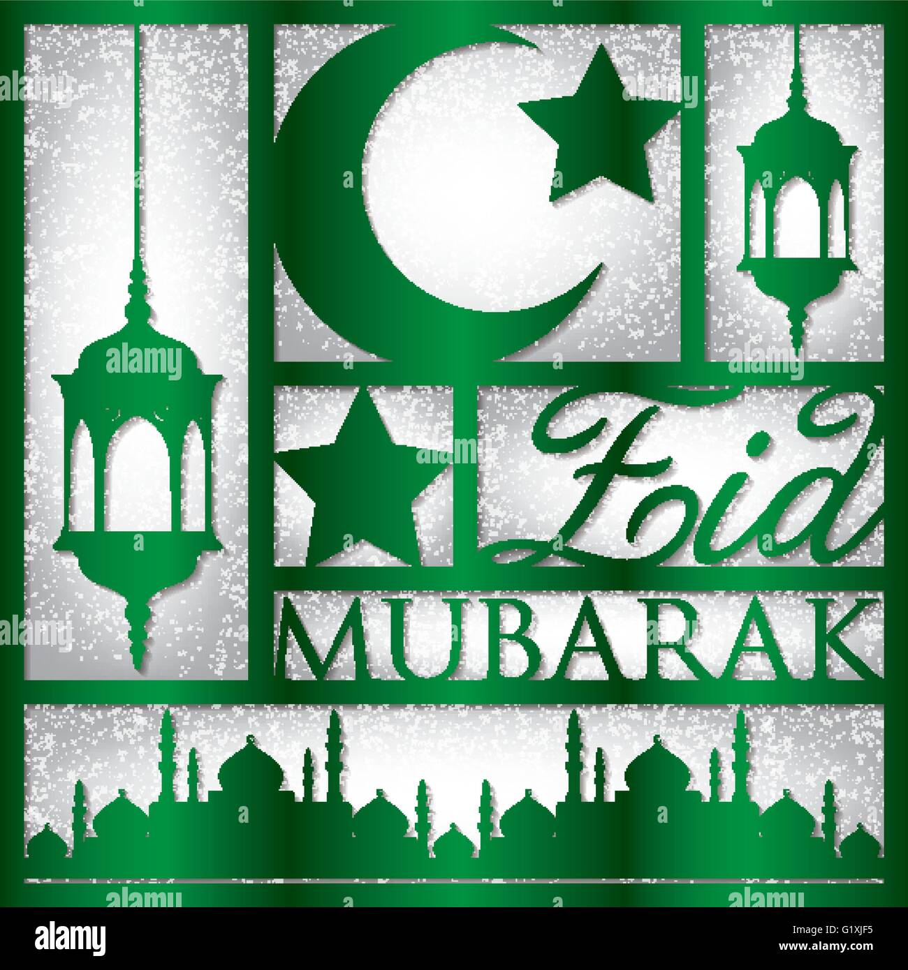 Paper cut out "Eid Mubarak" (Blessed Eid) card in vector format Stock ...