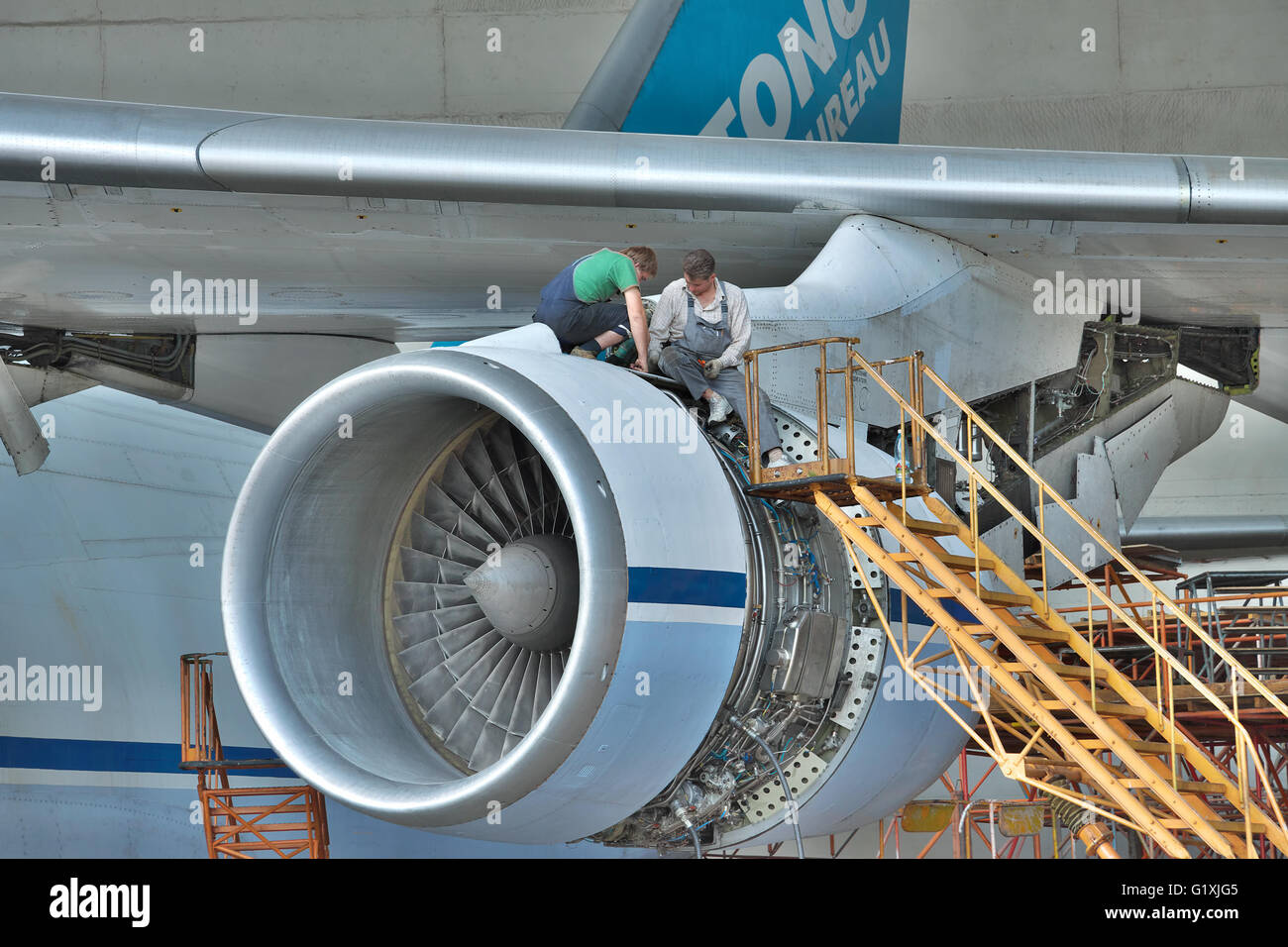 Kiev, Ukraine - August 3, 2011: Antonov An-124 Ruslan cargo plane ...