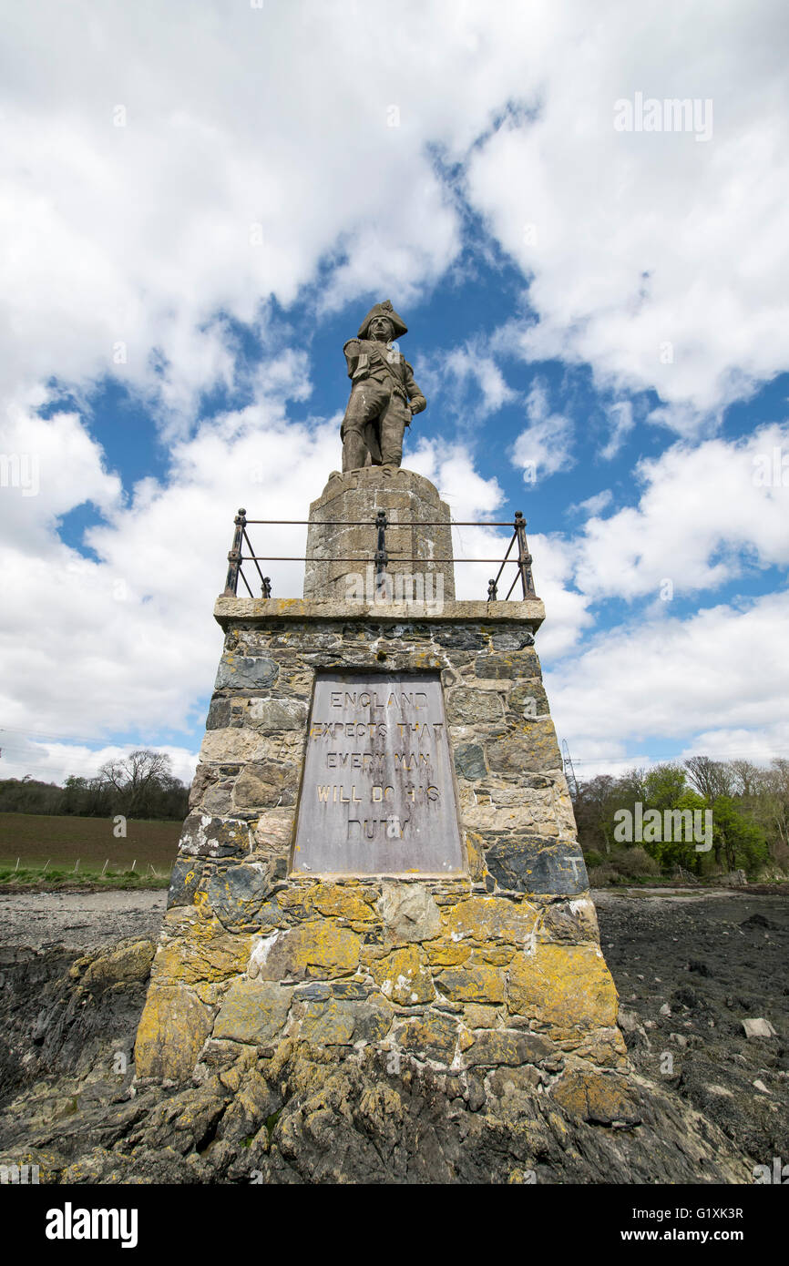 Admiral Lord Nelson memorial on the Menai straits Anglesey with plaque ...
