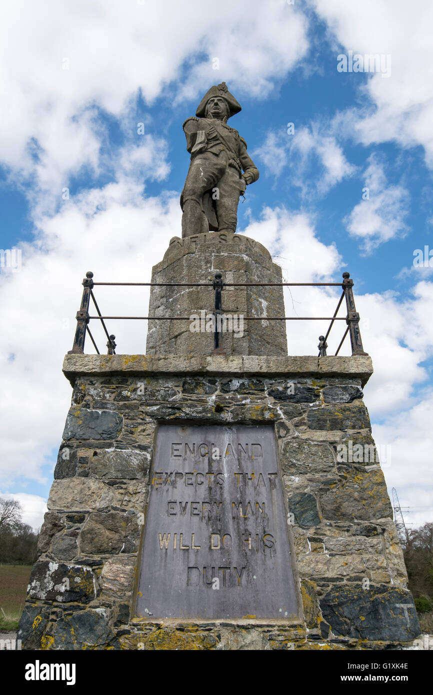Admiral Lord Nelson memorial on the Menai straits Anglesey with plaque ...