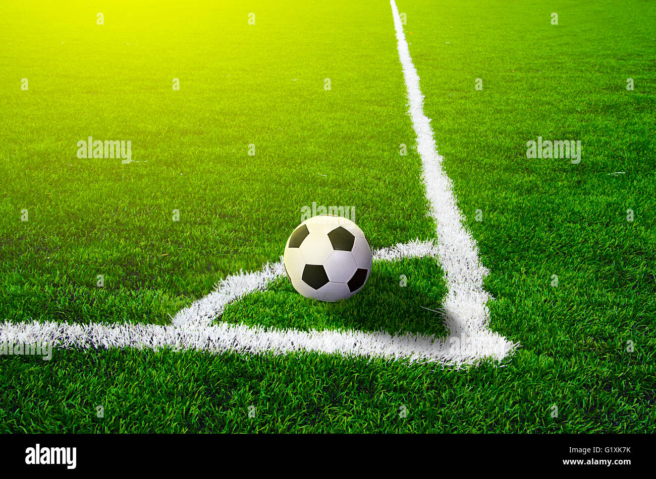 Soccer grass field with marking and ball, Sport Stock Photo - Alamy