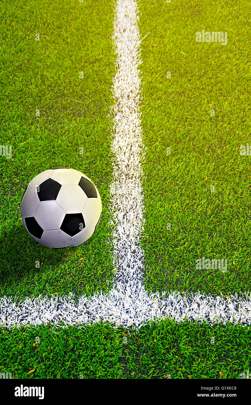 Soccer grass field with marking and ball, Sport Stock Photo - Alamy