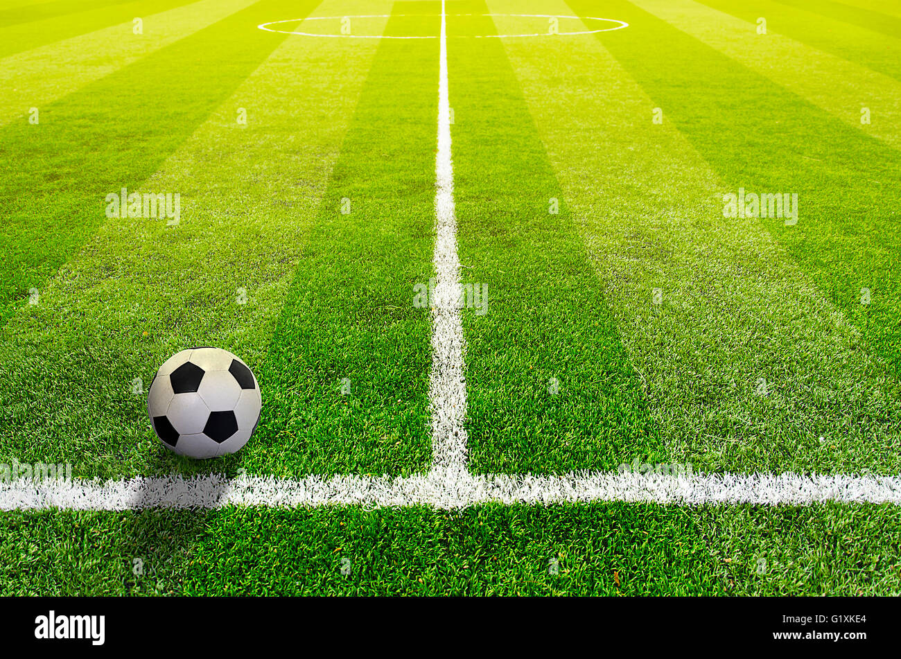 Soccer grass field with marking and ball, Sport Stock Photo - Alamy