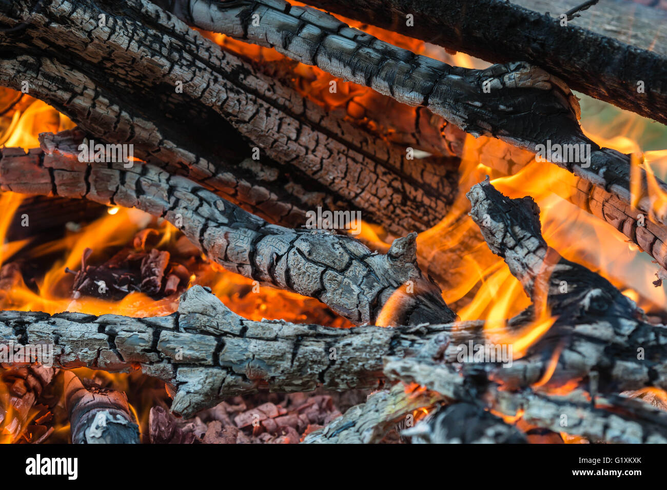 Bright flame of the burning bonfire Stock Photo - Alamy