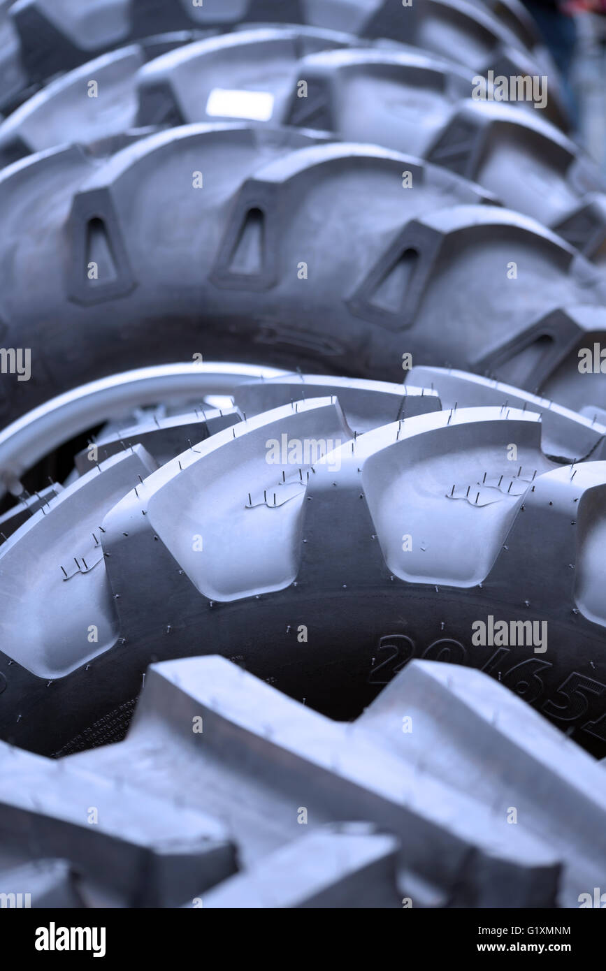 big tyres for large machines in a row at an agriculture show in ireland ...
