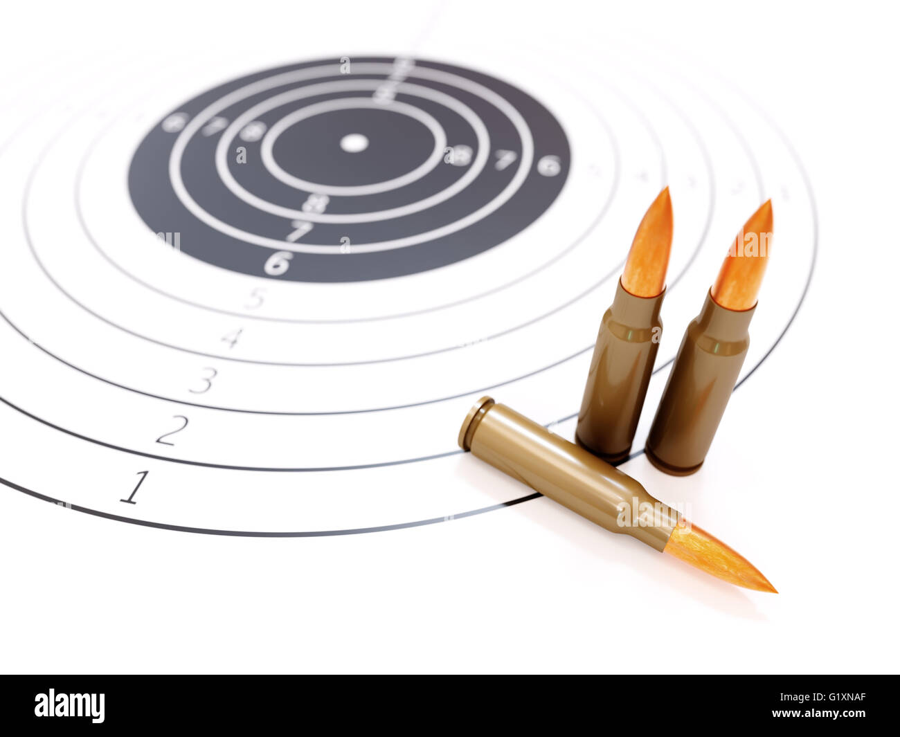 Shooting range and target concept isolated on white 3d illustration ...