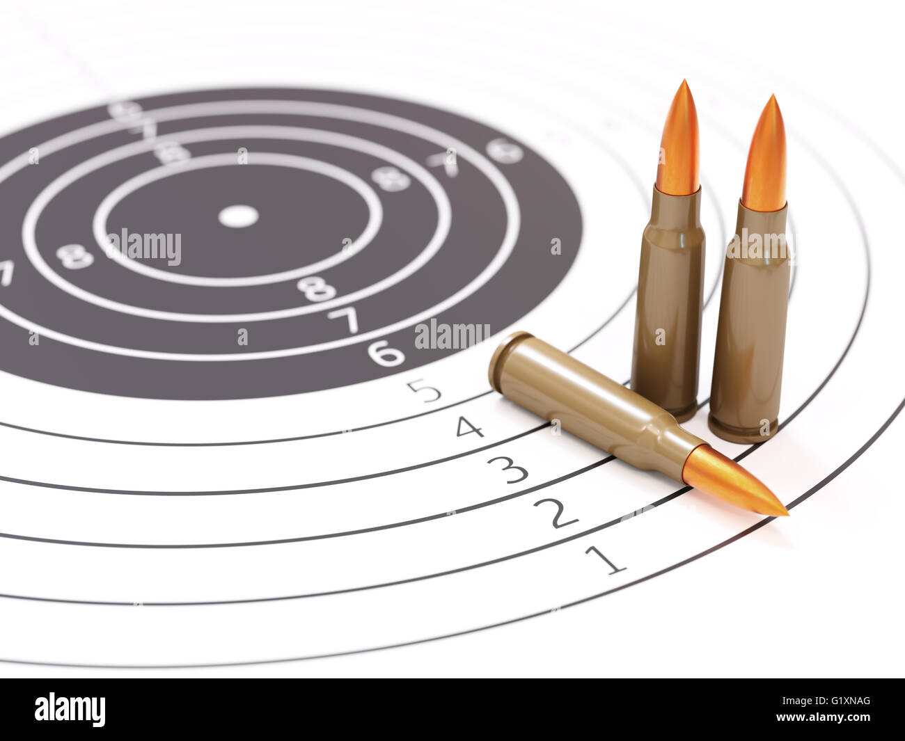 Shooting range and target concept isolated on white 3d illustration ...