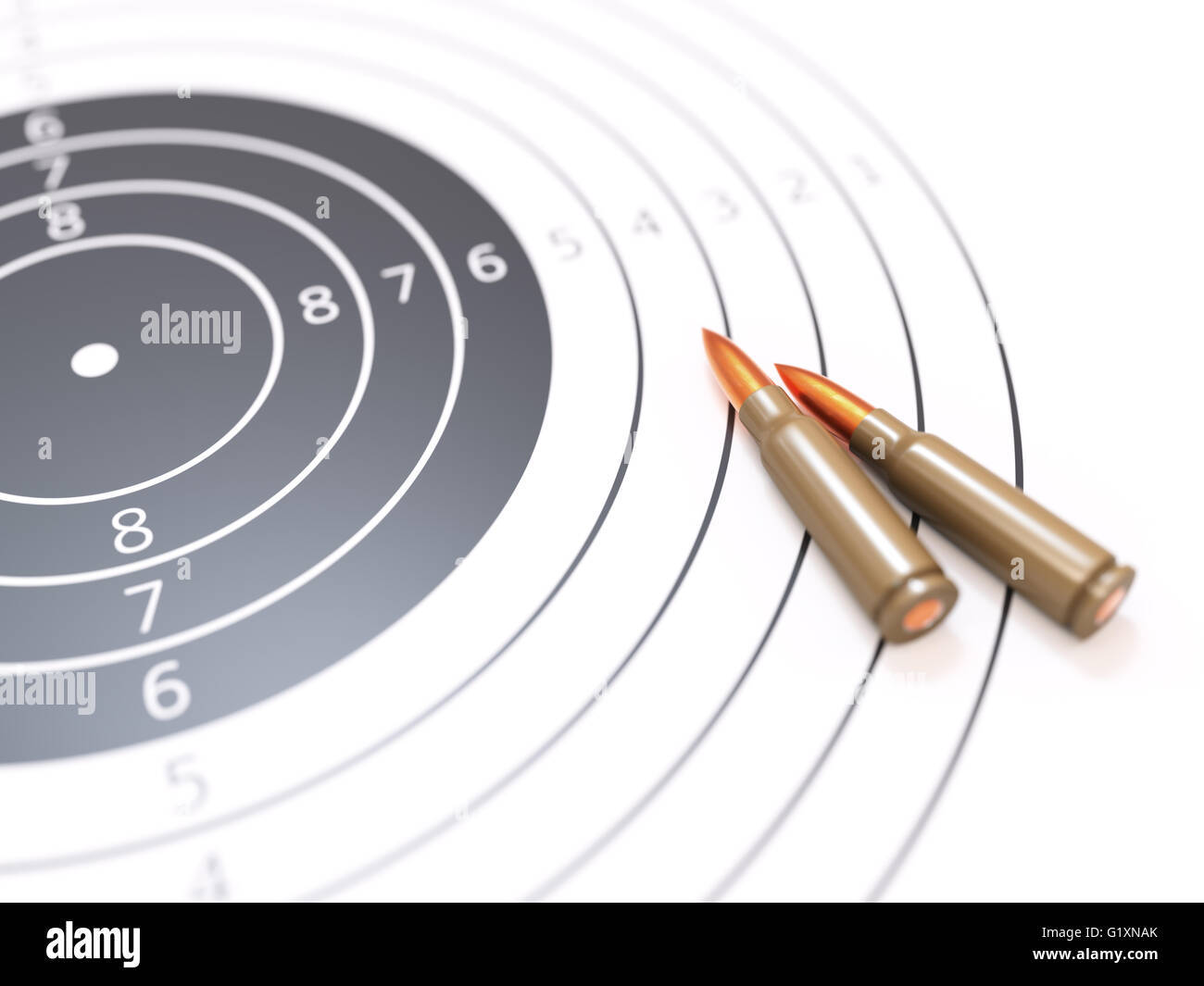 Shooting range and target concept isolated on white 3d illustration ...