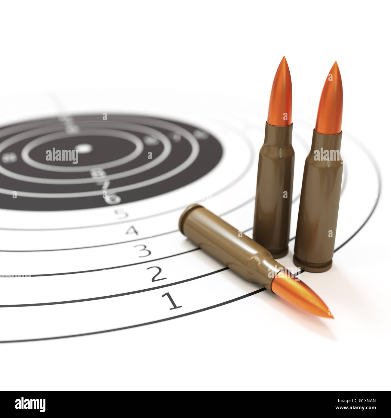 Shooting range and target concept isolated on white 3d illustration ...