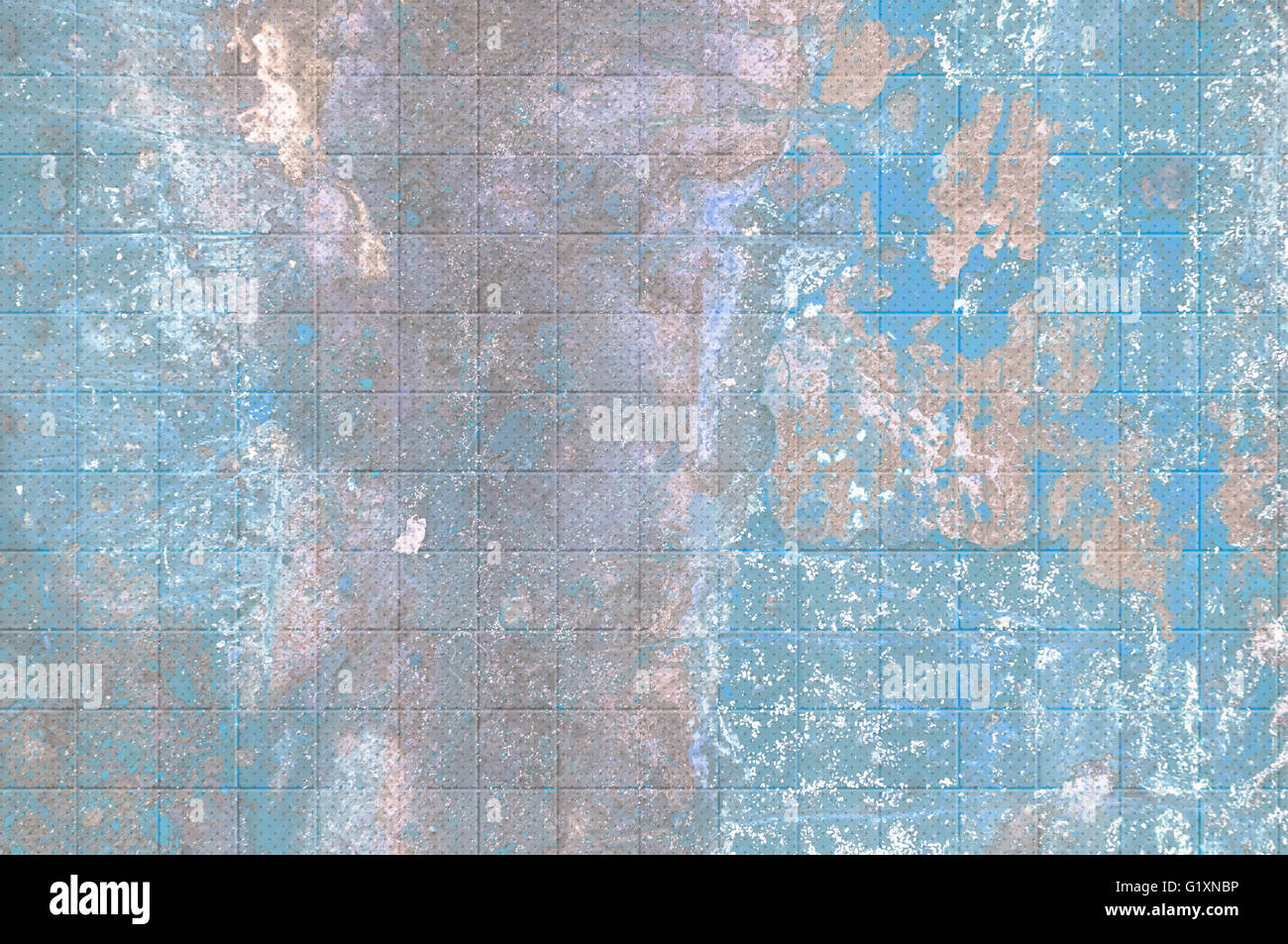 Blue and pink messy wall background with a texture of squares and dots ...