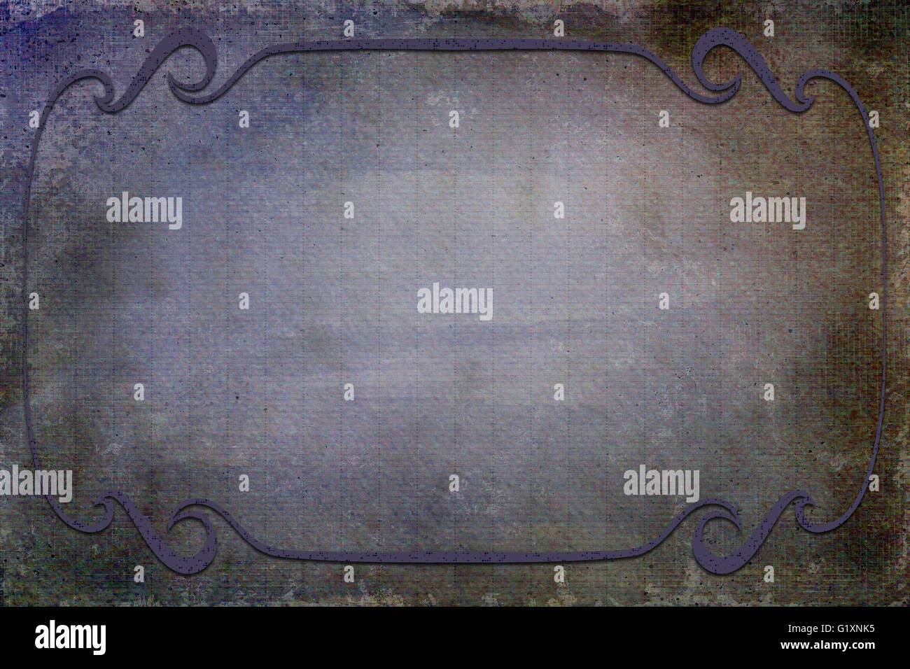 An antique decorative frame with a background with texture. Colors blue ...