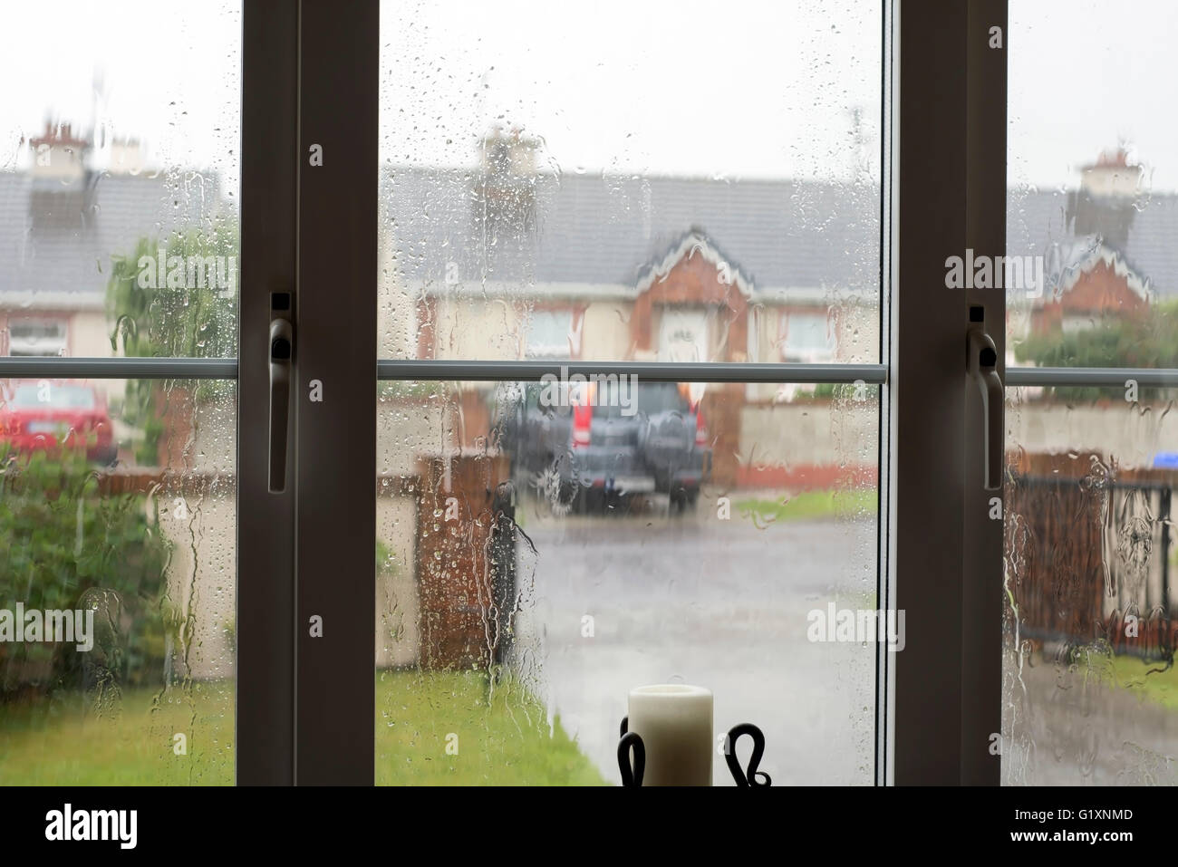 looking out the window on a wet and gloomy winters day Stock Photo - Alamy