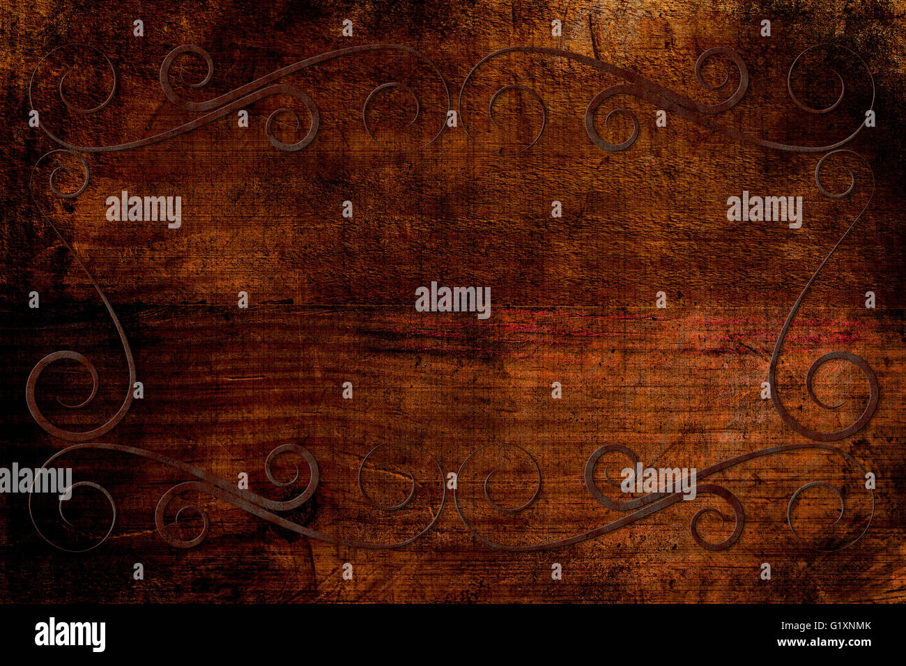 An antique decorative frame with a background with a wooden texture ...