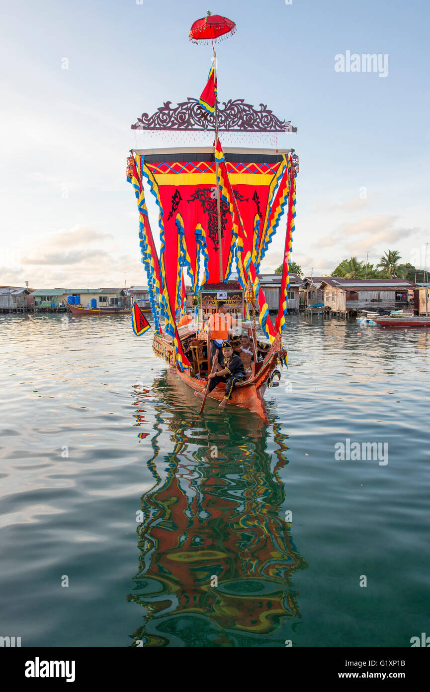Traditional Bajau's boat called Lepa Lepa decorated with colorfull ...