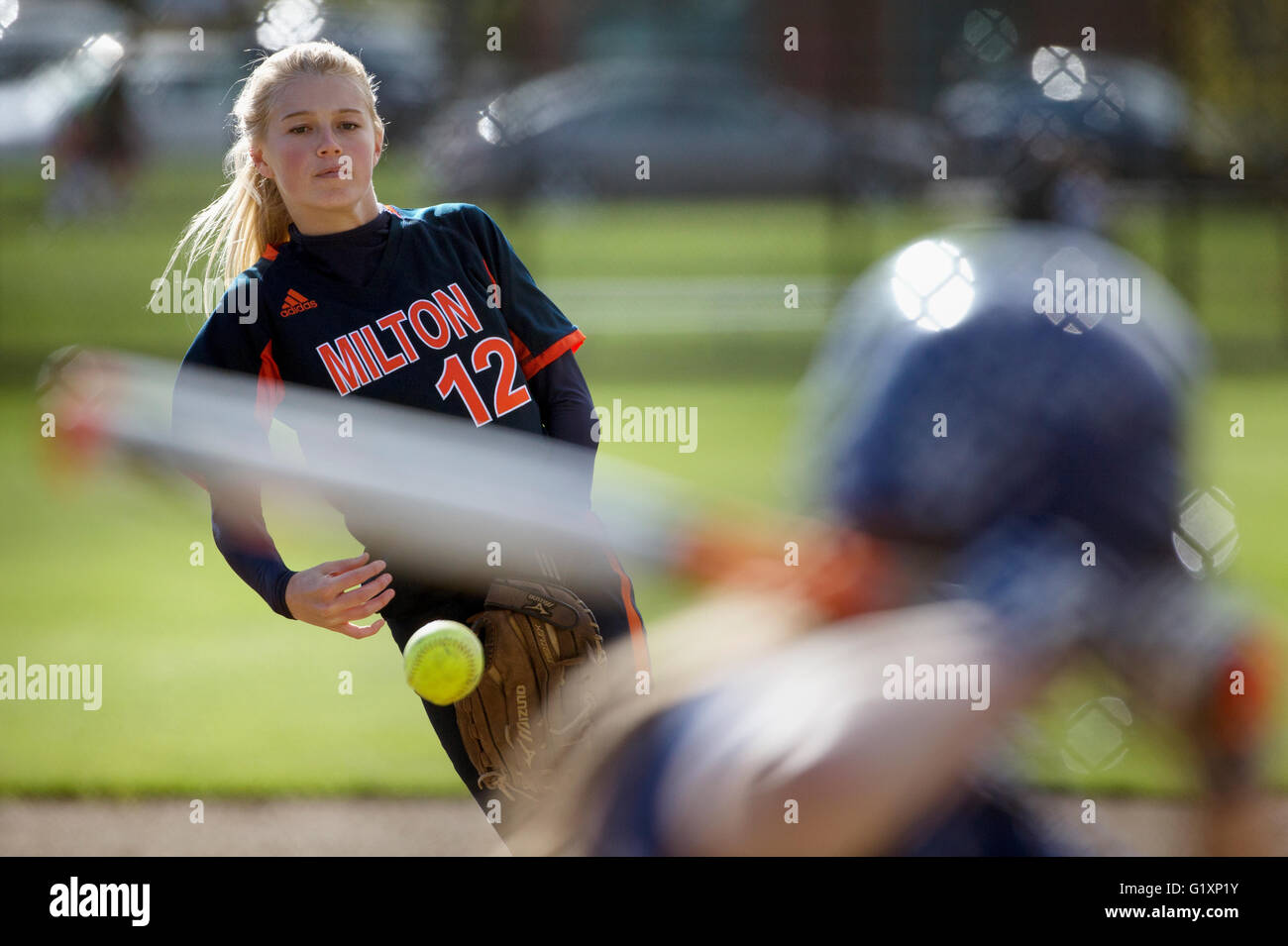 High School girls softball Stock Photo - Alamy