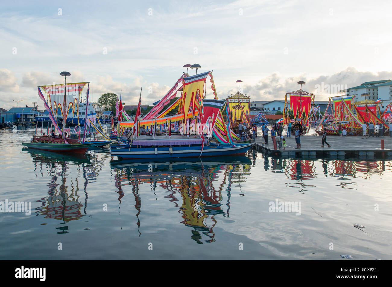 Traditional Bajau's boat called Lepa Lepa decorated with colorfull ...