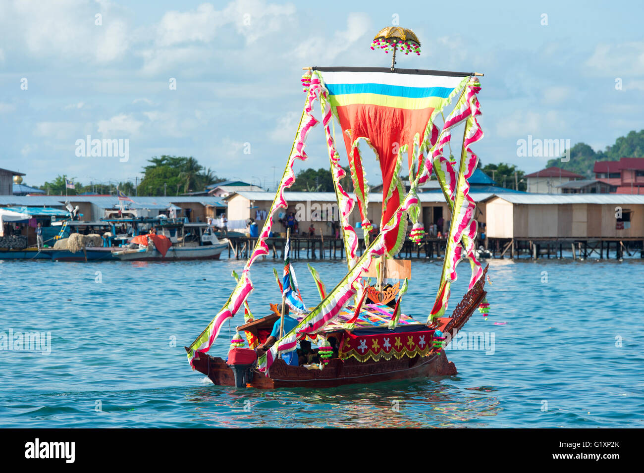 Traditional Bajau's boat called Lepa Lepa decorated with colorfull ...