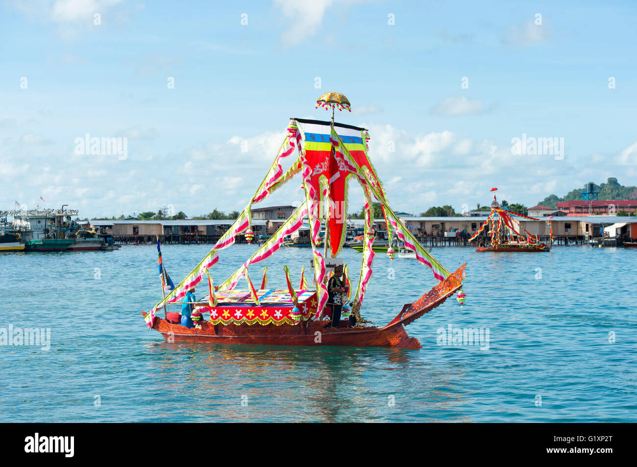 Traditional Bajau's boat called Lepa Lepa decorated with colorfull ...