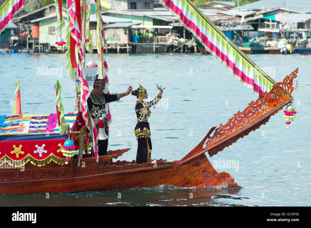 Traditional Bajau's boat called Lepa Lepa decorated with colorfull ...