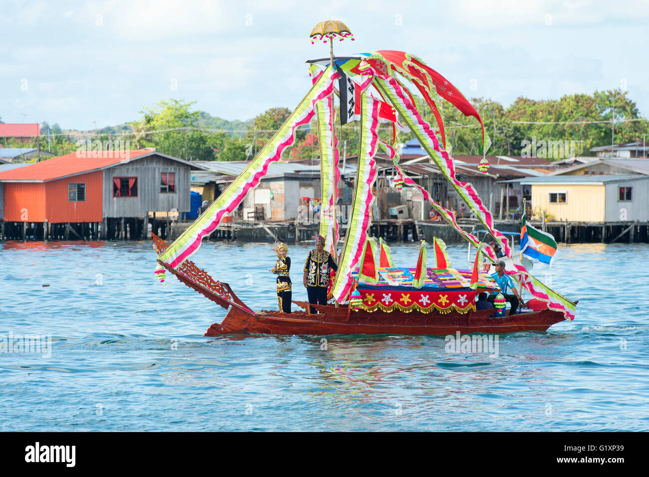 Traditional Bajau's boat called Lepa Lepa decorated with colorfull ...