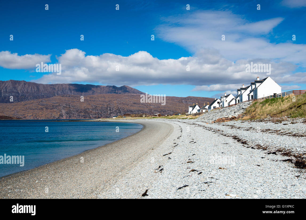 Deserted beach at Ardmair Bay near Ullapool, Wester Ross Scotland UK ...
