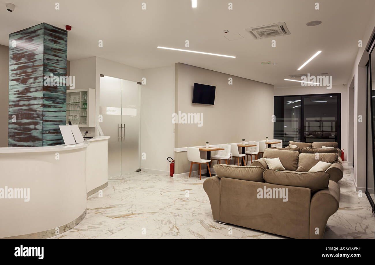 Interior of a modern hotel, reception place Stock Photo - Alamy