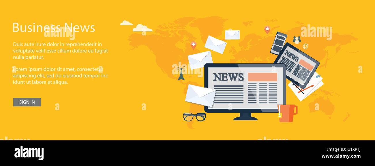 Flat design modern vector illustration concept of business news, news ...