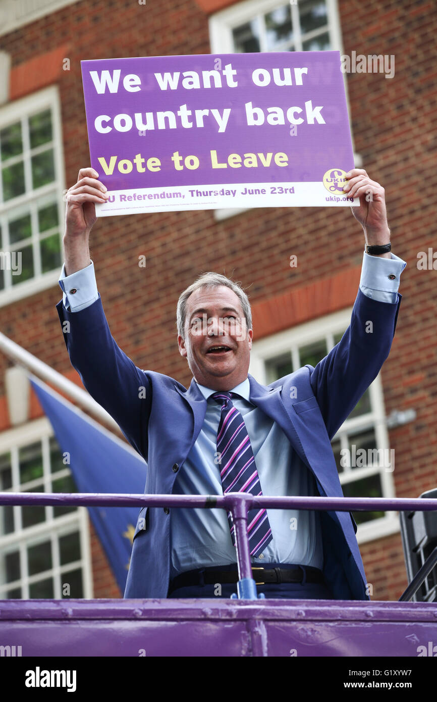 Smith Square, Westminster, London, UK. 20 May 2016 Nigel Farage, UKIP ...
