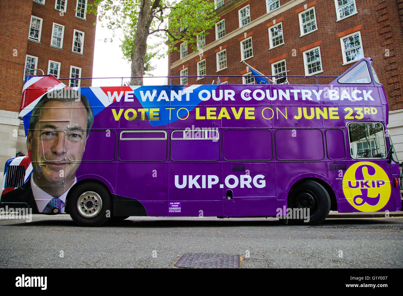 Smith Square, Westminster, London, UK. 20 May 2016 Nigel Farage, UKIP ...