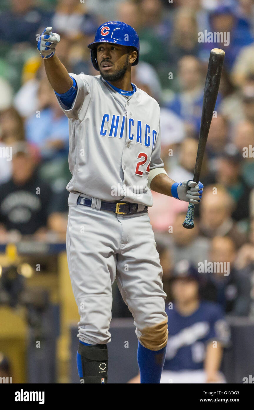 Milwaukee, WI, USA. 18th May, 2016. Chicago Cubs center fielder Dexter ...