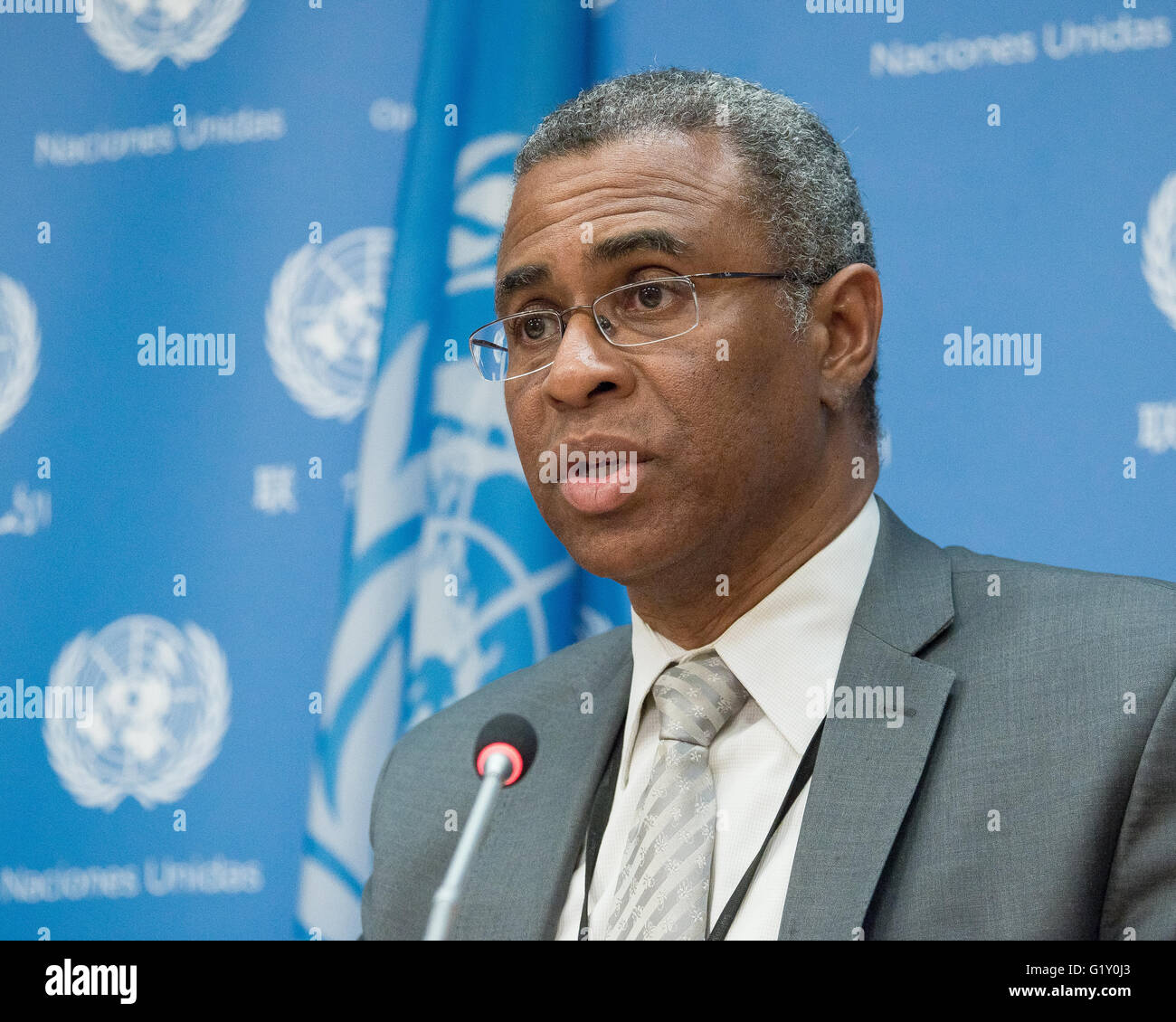 New York, United States. 20th May, 2016. Elliott Harris speaks with the ...