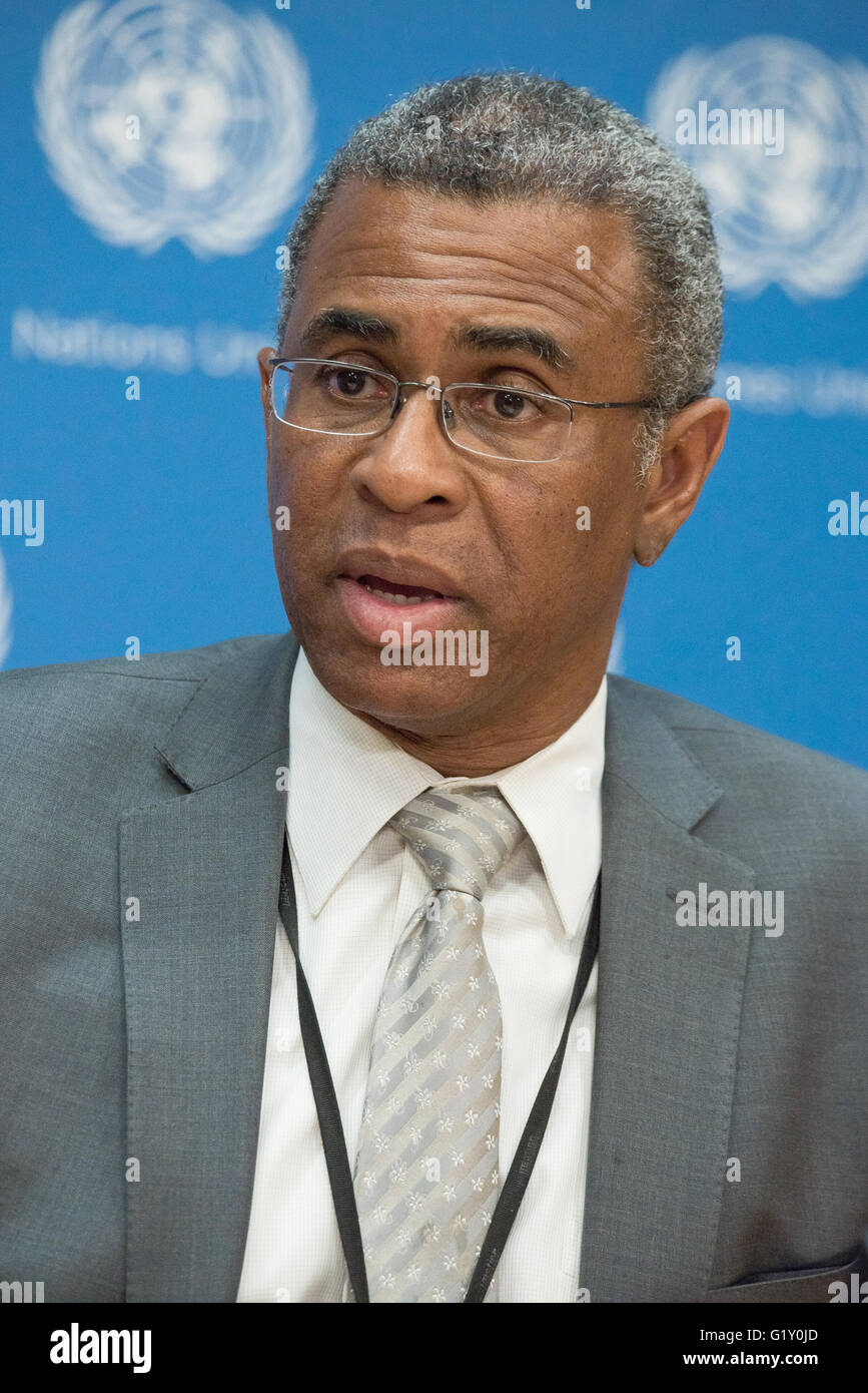 New York, United States. 20th May, 2016. Elliott Harris speaks with the ...