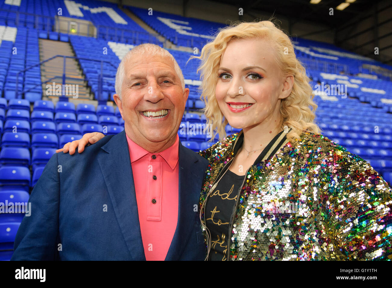Birkenhead, UK. 20th May 2016. Singer, Philippa Hanna, with entertainer ...