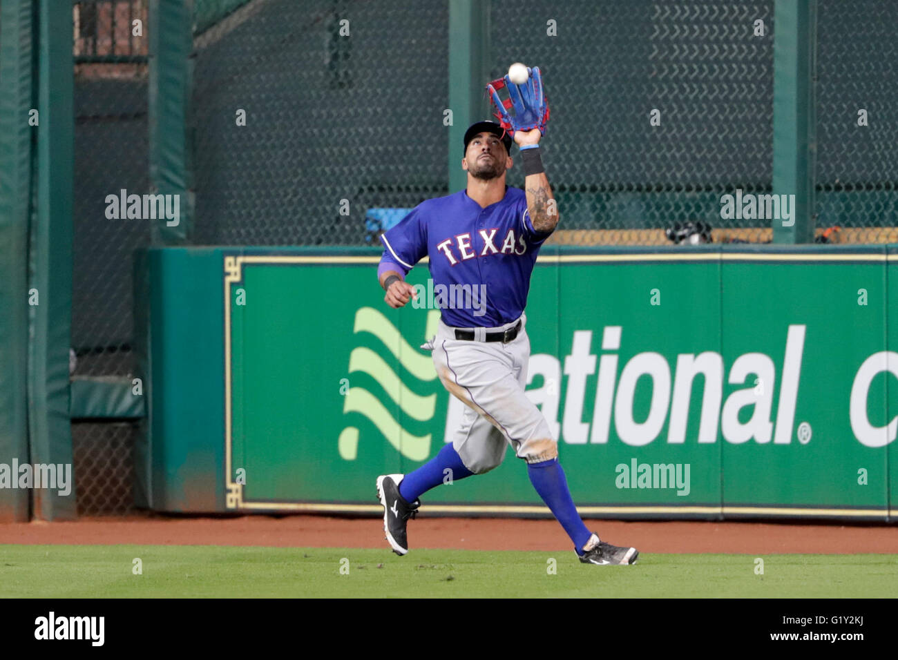 Houston, TX, USA. 20th May, 2016. Texas Rangers left fielder Ian ...