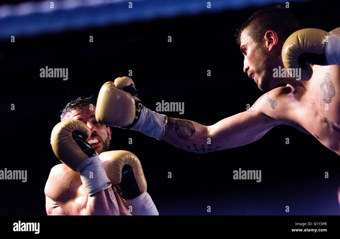 Gijon, Spain. 21st May, 2016. Marc Vidal hits Juancho Gonzalez during ...