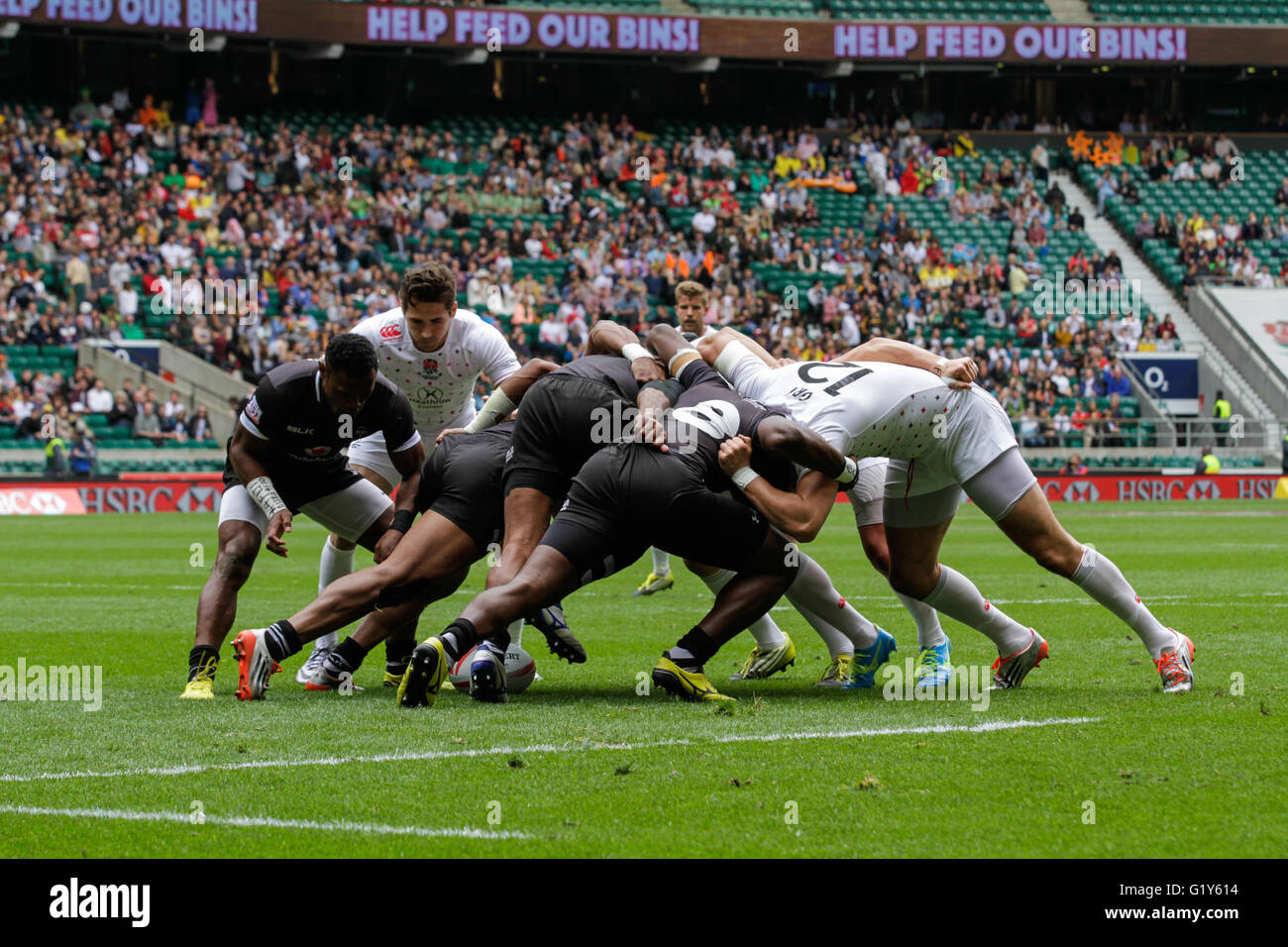 London, UK. 21st May 2016. England v Fiji scrum during the HSBC London ...