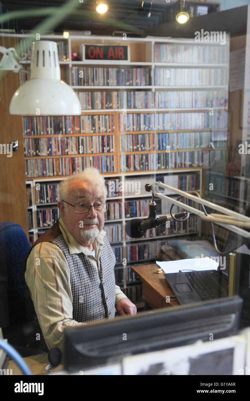 Charlie Fraser on air for the Oamaru Heritage Radio Stock Photo - Alamy