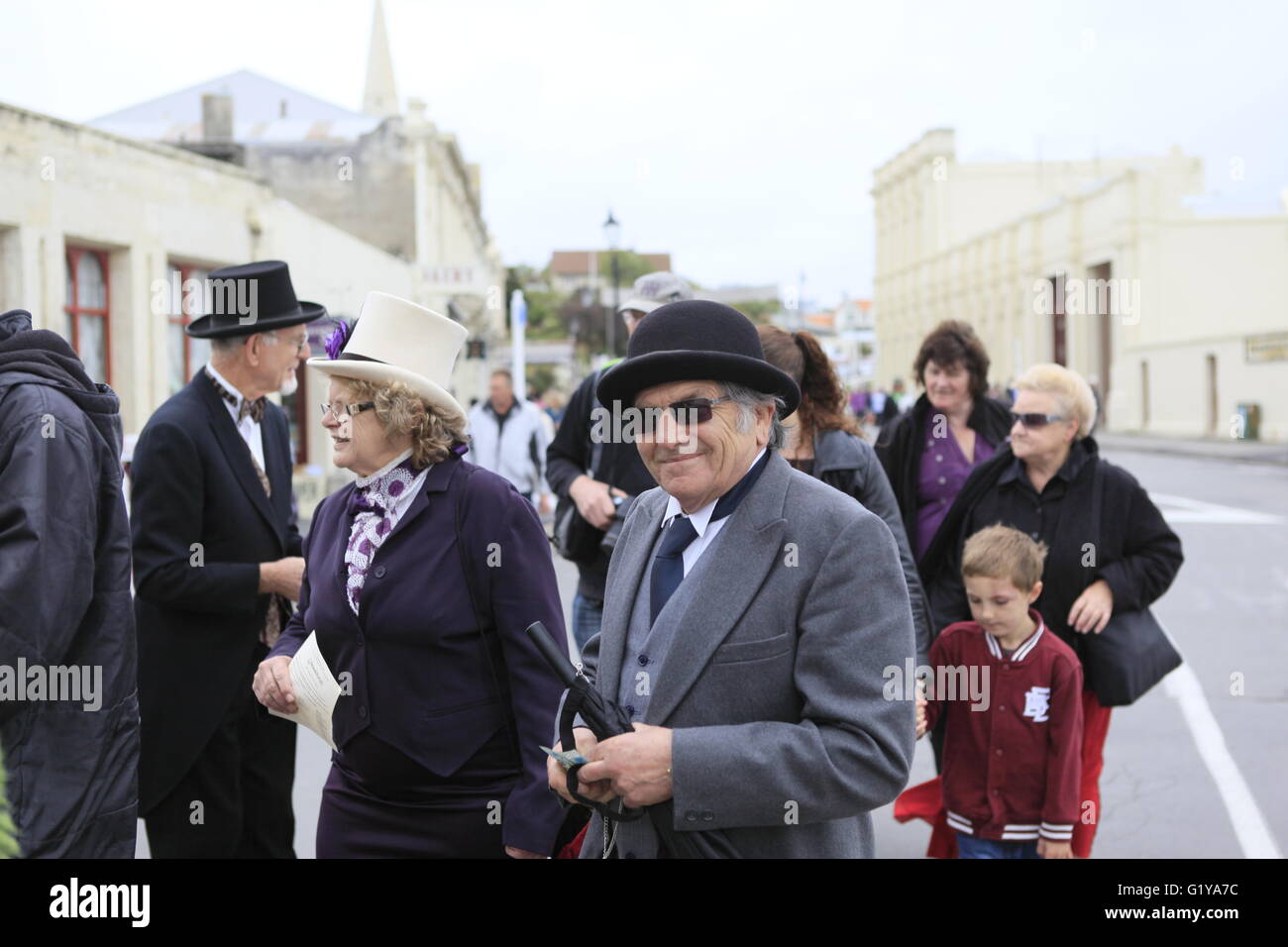 people line up to enter the Oamaru's Network Waitaki Victorian Fete ...