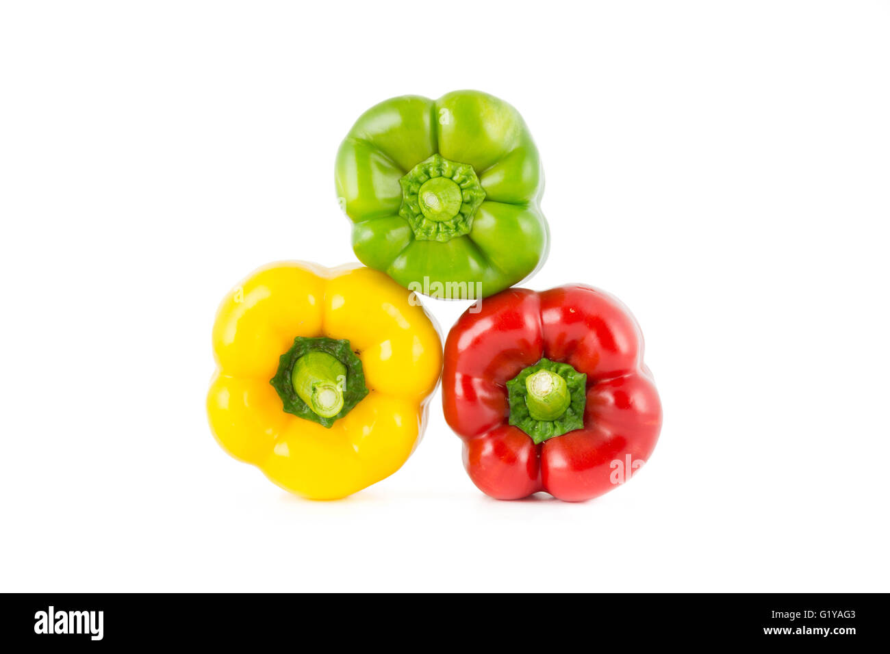 Colour bell peppers isolated on over white background Stock Photo - Alamy