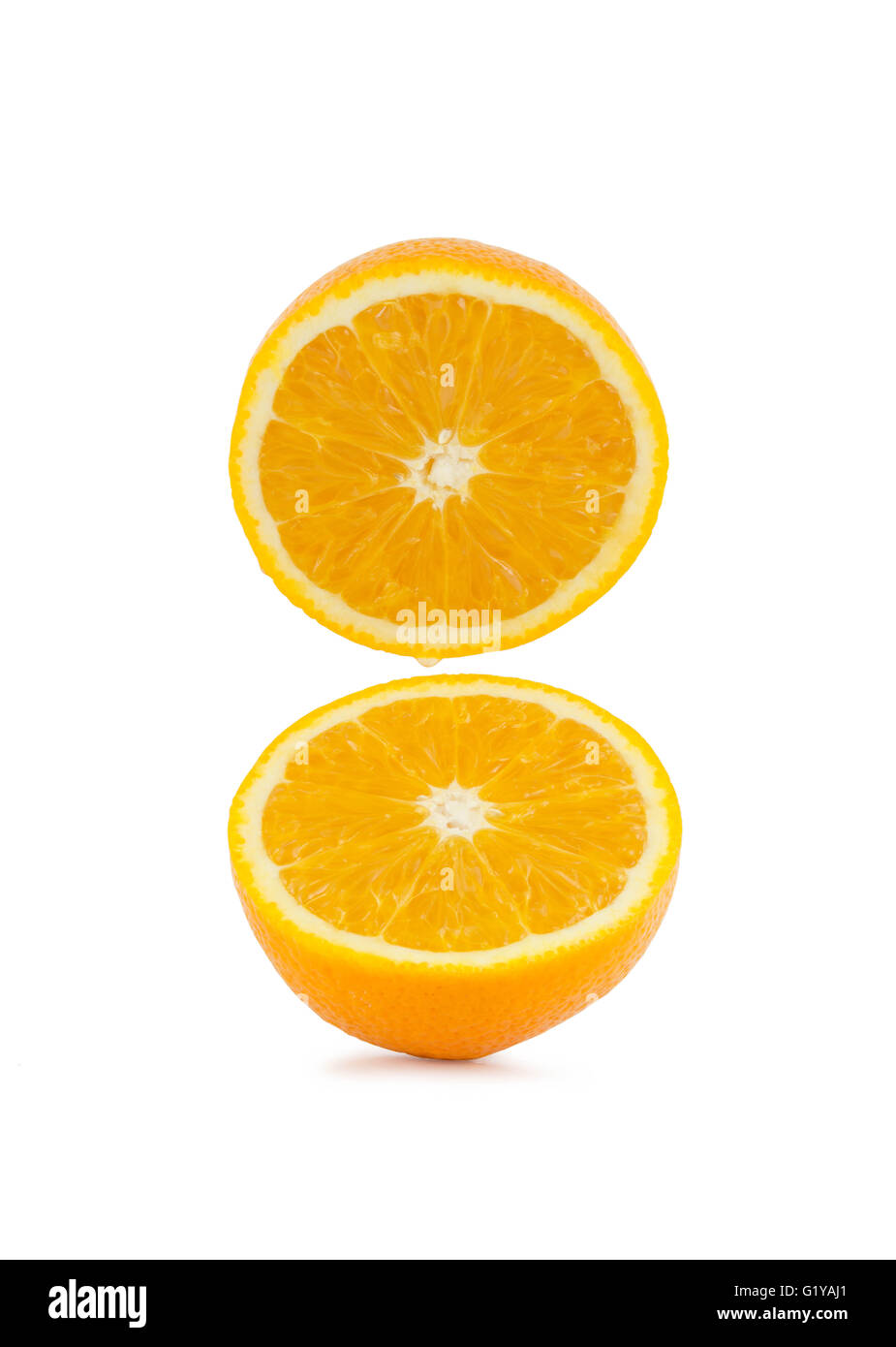 Fresh half orange on white background, Navel Orange Stock Photo - Alamy